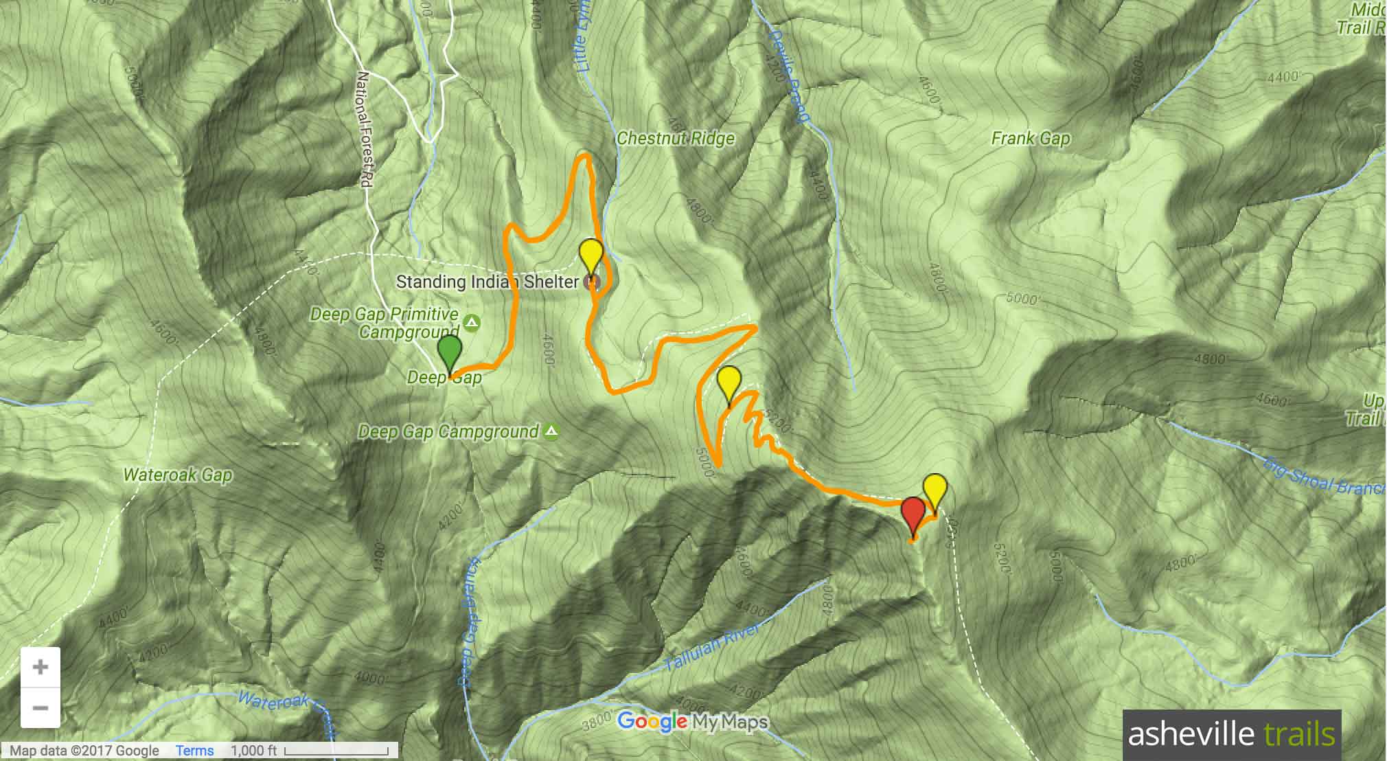 Standing Indian Mountain: Appalachian Trail from Deep Gap, NC